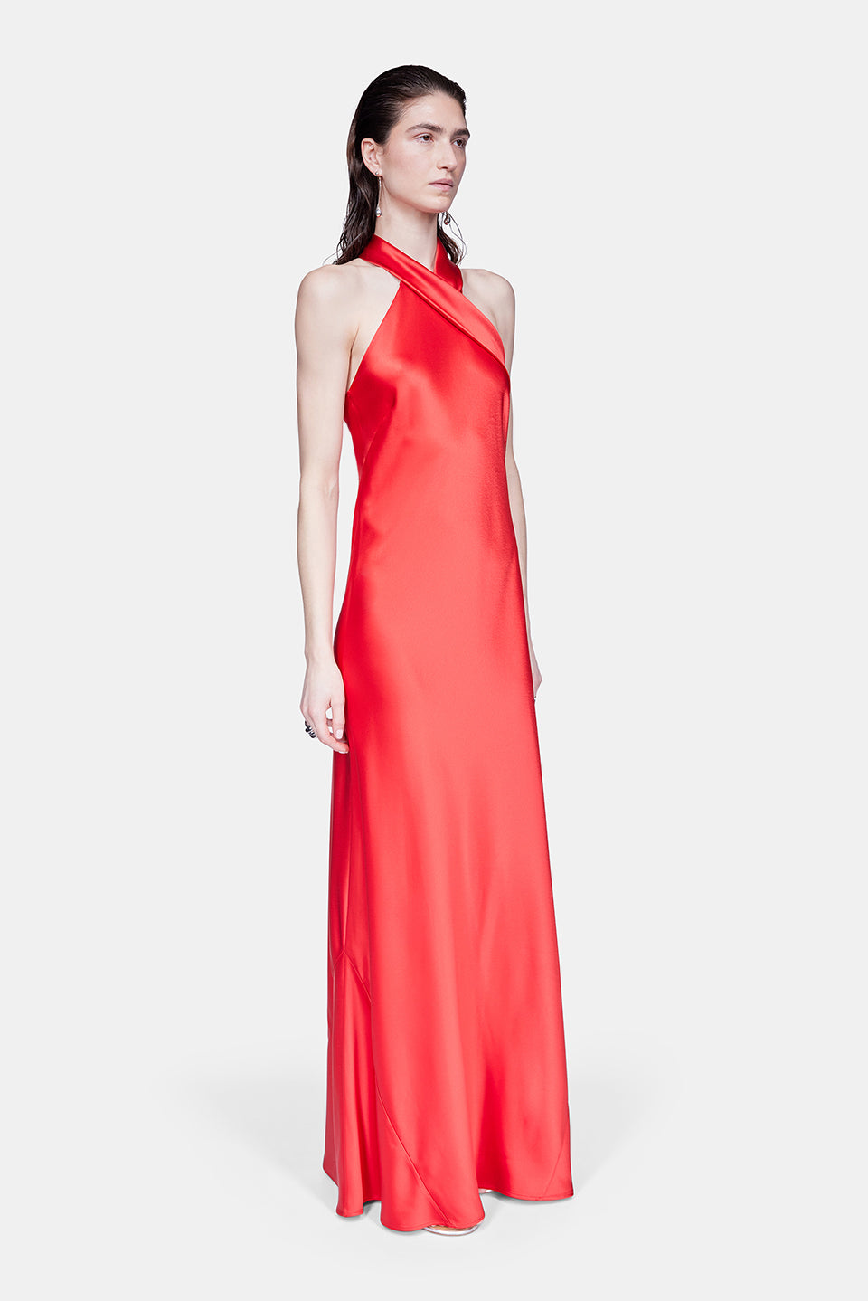 Satin Pandora Dress - Sunset Red – Galvan London UK